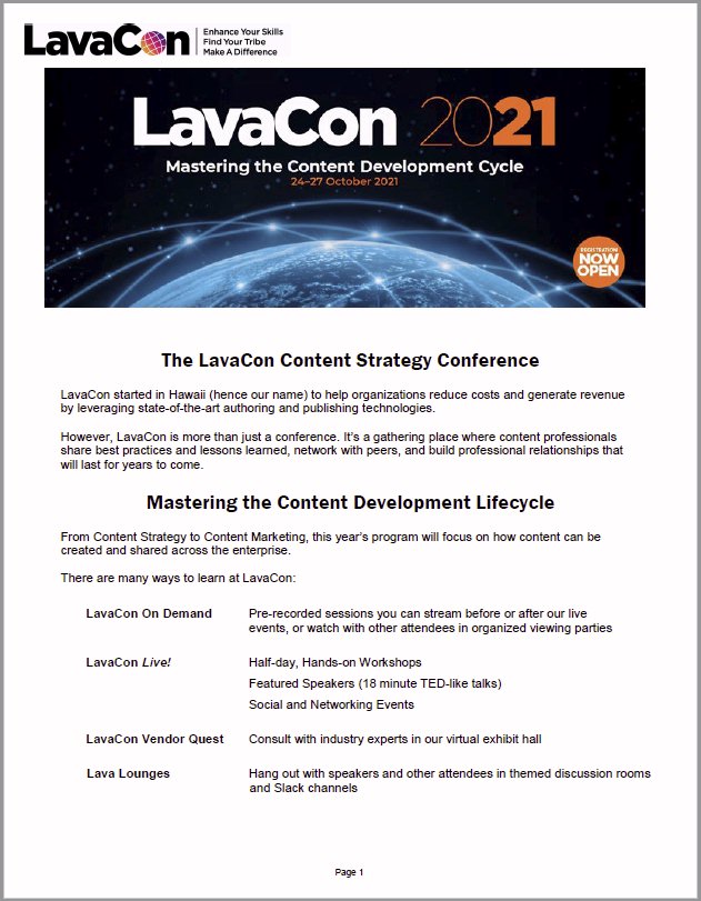 Conference Program - The LavaCon Content Strategy Conference